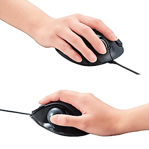 ELECOM EX-G Trackball Mouse, Wired, Thumb Control, Ergonomic Design, Functional 4-Buttons with Smooth Tracking, 32mm Gray Ball, Windows11, macOS (M-XT2URBK)