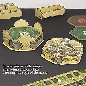 SMONEX Organizer Box Compatible with Fallout New California Board Game and Fallout Atomic Bonds Expansions - Insert Fits The Original Box - Board Game Organizer with Engraved Design
