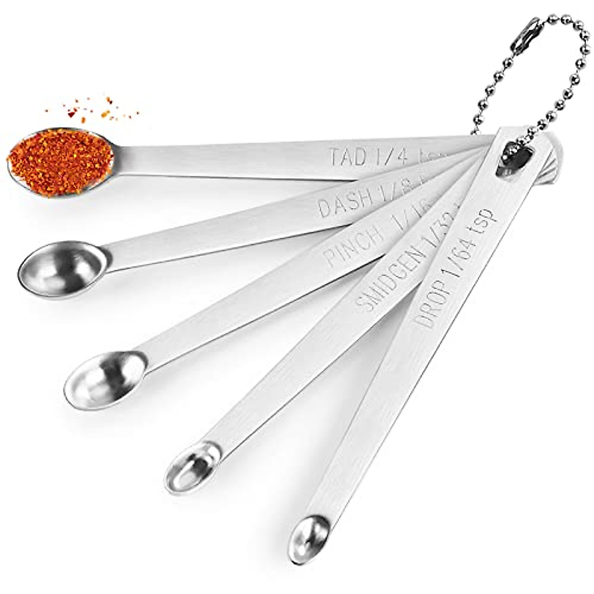 5 Pcs Mini Measuring Spoons Set, Stainless Steel Small Measuring Spoons Tad 1/4 tsp, Dash 1/8 tsp, Pinch 1/16 tsp, Smidgen 1/32 tsp, Drop 1/64 tsp for Home Kitchen Baking Cooking Gifts