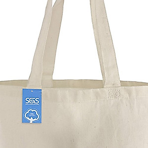 Simply Green Solutions Reusable Cotton Cloth Grocery Craft Bag, 15 x 16 Reusable Tote with Handle, Pack of 5, Natural