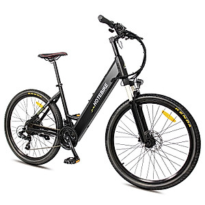 HOTEBIKE Electric Bike for Adults with 350W Motor 36V 10Ah Removable Battery 26" Ebike Cruiser Electric Bicycle Step-Thru Commuter Bike 21 Speed & Front Suspension