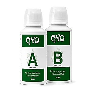 QYO Base A & B Nutrients(200ml in Total), Plant Growing Nutrient Plant Food for All Plants, All-Purpose Concentrated Fertilizer for Any Hydroponics System, Potted Houseplants, for Outdoor & Indoor