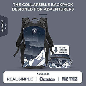HYDAWAY Collapsible Backpack for Travel - 15L I Lightweight Packable Daypack for Backpacking, Work & Traveling I Adjustable, Foldable, Water Resistant Hiking Day Pack for Men, Women and Kids