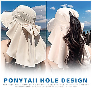 Chasenew Women's Sun Hat UV Protection Foldable Waterproof Wide Brim Bucket Hats with Neck Flap for Summer Beach Fishing Hiking Beige