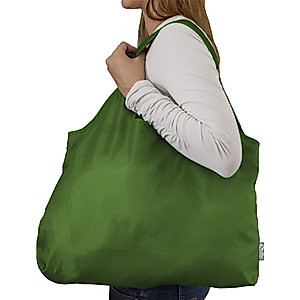 ChicoBag VITA Reusable Shopping Bag with Attached Pouch and Carabiner Clip, Compact, Designer Shoulder Tote, Pale Green