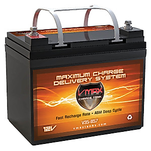 VMAXTANKS V35-857 12 Volt 35AH AGM Marine Deep Cycle Battery for 30 Pound Electric Trolling Motors (GROUP U1)