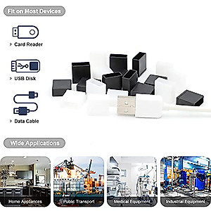 BUSHIBU USB Cover Cap, 20 Pcs Black Clear Plastic USB A Male Anti-Dust Plug Cover