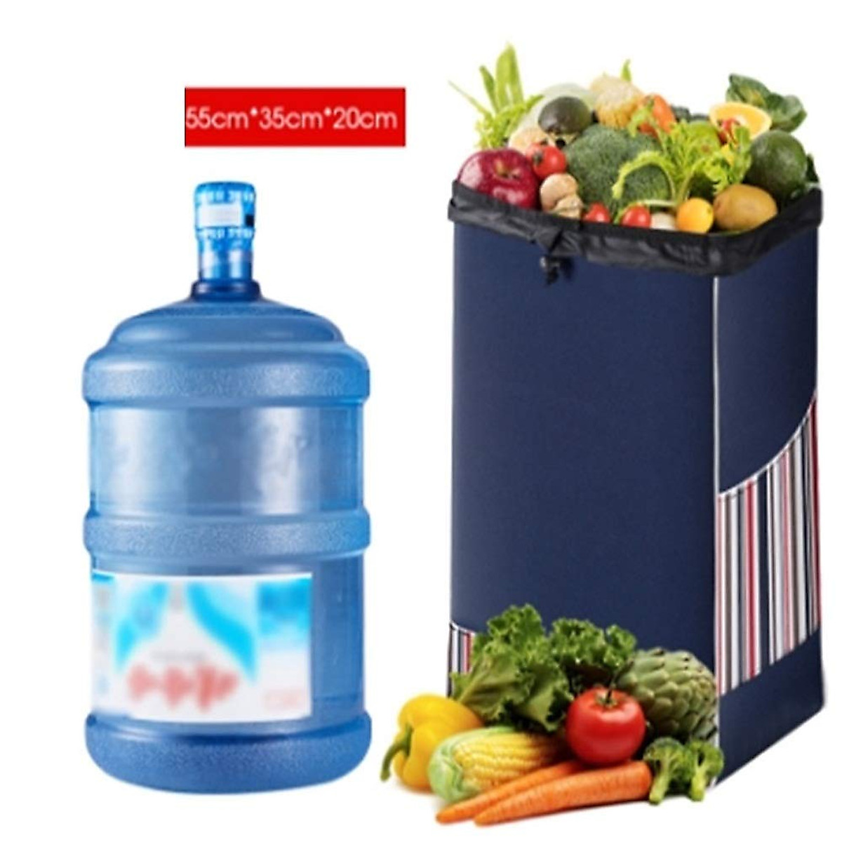 JF-XUAN Cart Shopping Trolley Lightweight Folding Shopping Cart,Stripe Printed Oxford Cloth Bag Steel Pipe Trolley Cart with 2 Wheels Compatible with Home Lightweight Shopping Trolley (Color : Blue