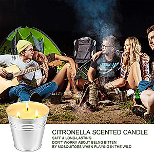 Citronella Candles Outdoor Large - 2 x 15oz 3-Wick Bucket Candle for Home Patio Candle up to 180 Hours, Summer Camping Huge Candle, Natural Soy Wax Lemograss Candle for Outside Garden Backyard Balcony