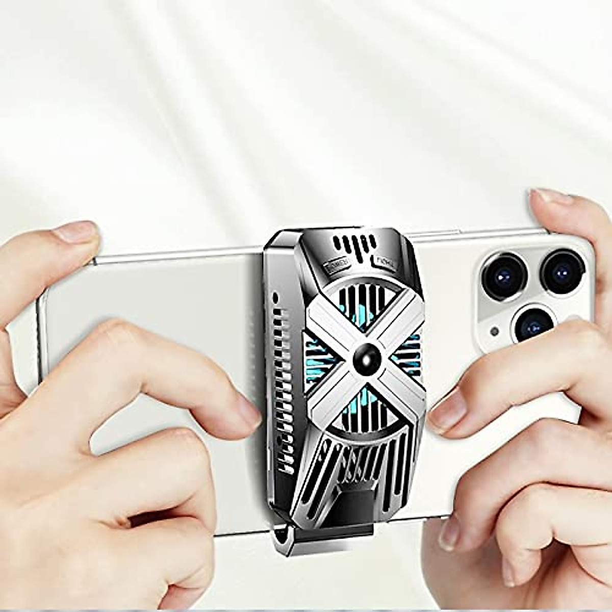 DIAOD Mobile Phone Cooling Artifact Radiator Gaming Universal Phone Adjustable Portable Fan Holder Heat Sink (Color : Silver)