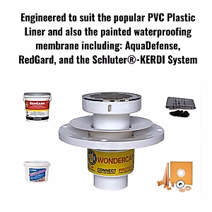 Shower Drain by WONDERCAP | All-In-One 2in Shower Drain, ABS Shower Drain | Tile Shower Drain Outlet + Square Chrome Brass Strainer