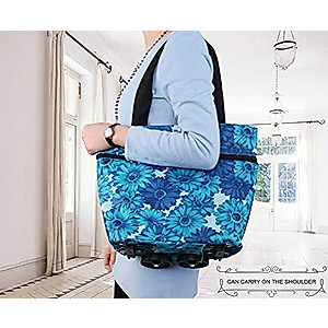 Foldable Collapsible Shopping Cart Trolley Bag with Wheels - Reusable Grocery Bags for Travel (B0B7BGLBGT)