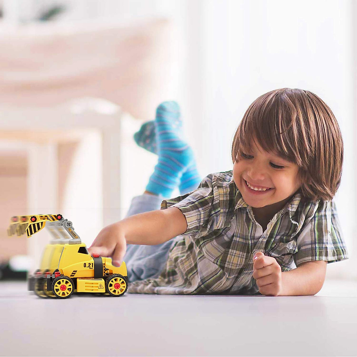 MOBIUS Toys 7 in 1 Take Apart Truck Construction Set - STEM Learning Kids Builder PlaySet w/Electric Drill, DIY Engineering Building w/Lights, Sounds, Push & Go, Boys & Girls, Ages 4-7 Years Old