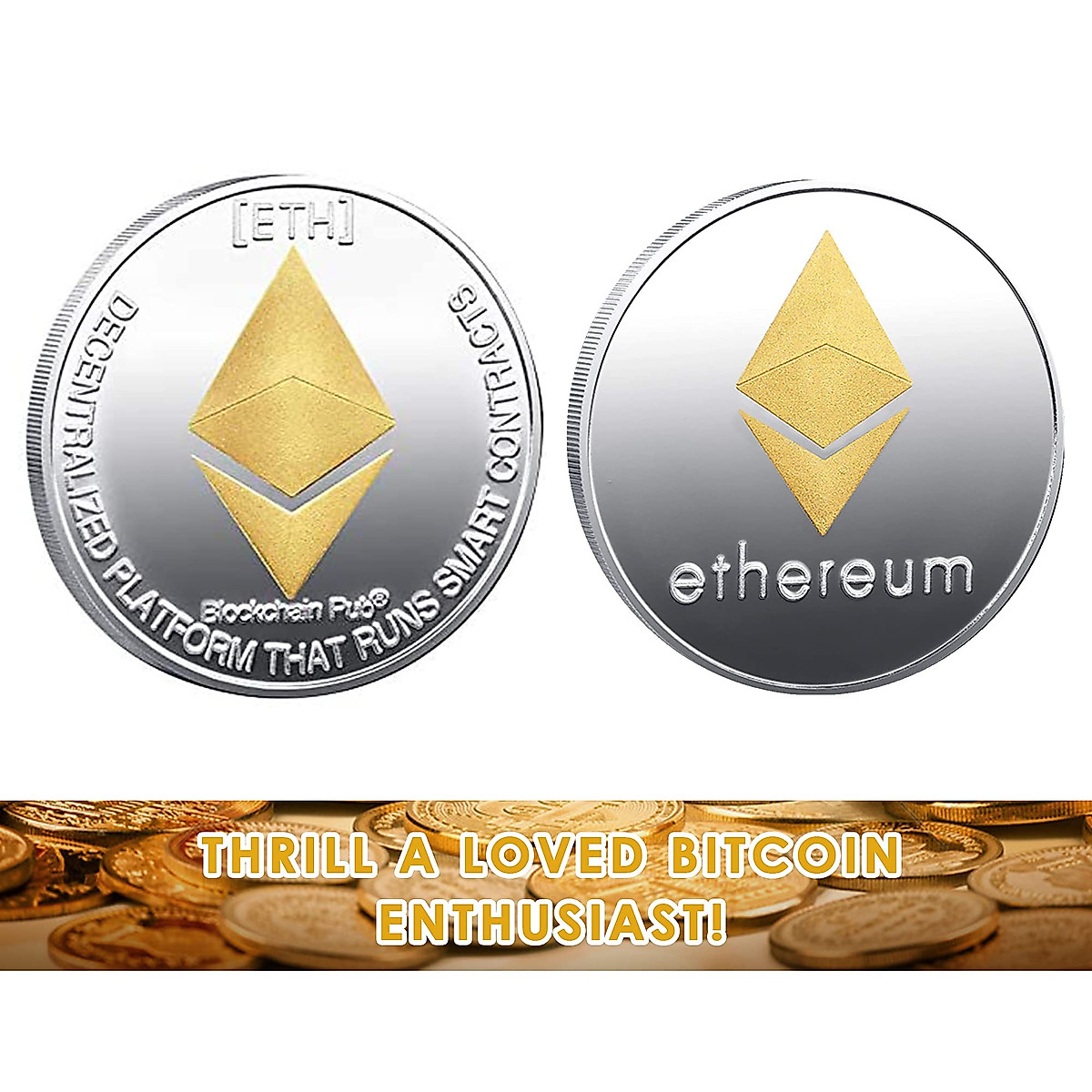 Neatbuddy 5PC Bitcoin Coin Collector Physical Cryptocurrency Gift Set, Bitcoin (BTC), Ethereum (ETH), Litecoin(LTC), Ripple (XRP),Eos (EOS),Gold and Silver Color