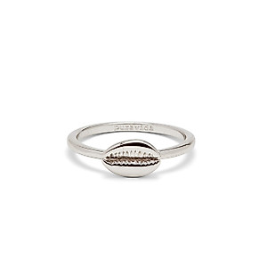 Pura Vida Silver-Plated Cowrie Ring - Brass Base Band - Size 5