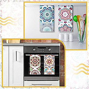 4 Pieces Leaves Kitchen Towels 16 x 24 Inch Dish Towels Bathroom Hand Towels Set Absorbent Hand Drying Cloth Hand Towels for Kitchen Bathroom (Retro Style)