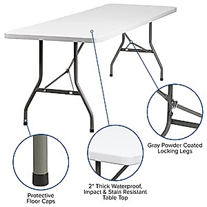Flash Furniture 8-Foot Granite White Plastic Folding Table