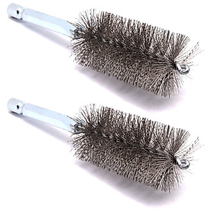 SWZHAI Bore Brush Stainless Steel 2 Pcs, Bore Brush for Drill with 1" Hex Shank Twisted, Round Wire Brush for Power Drill, Cleaner Bore Brush Set for Rust, Cleaning Tubes