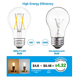 Remote Control Smart Edison A19 LED Light Bulbs- E26 Standard Base- Dimmable 4W(40W Equivalent)- Adjustable Color Temperature (2700K- 5000K)- No App or Wi-Fi Required- Remote Included- 4 Pack