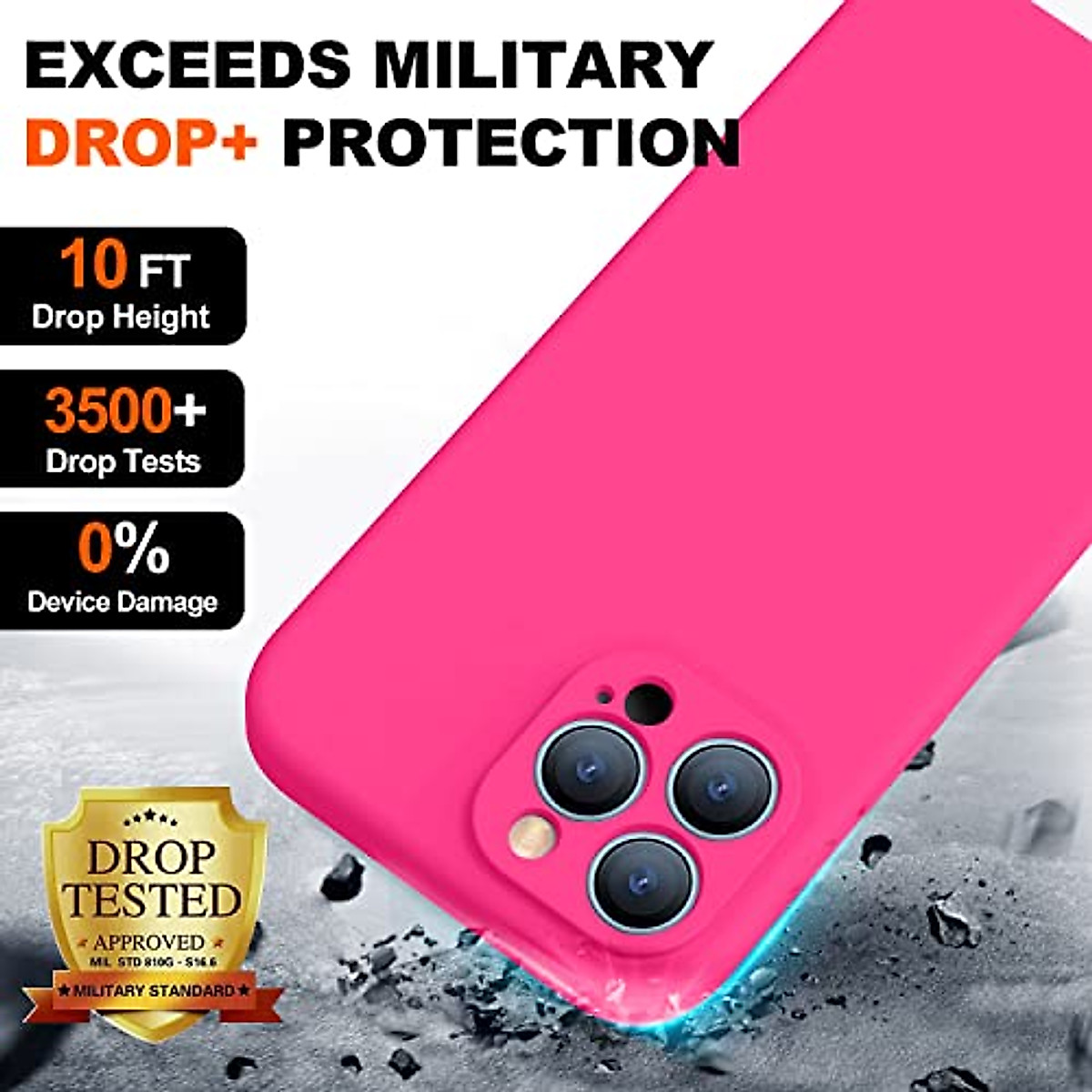 TISOOG Compatible with iPhone 14 Pro Case for Women,with 2 Pcs 9H Tempered Glass Screen Protector,[Camera Protection][Microfiber Lining] Slim Shockproof Silicone Case for iPhone 14 Pro, Hot Pink