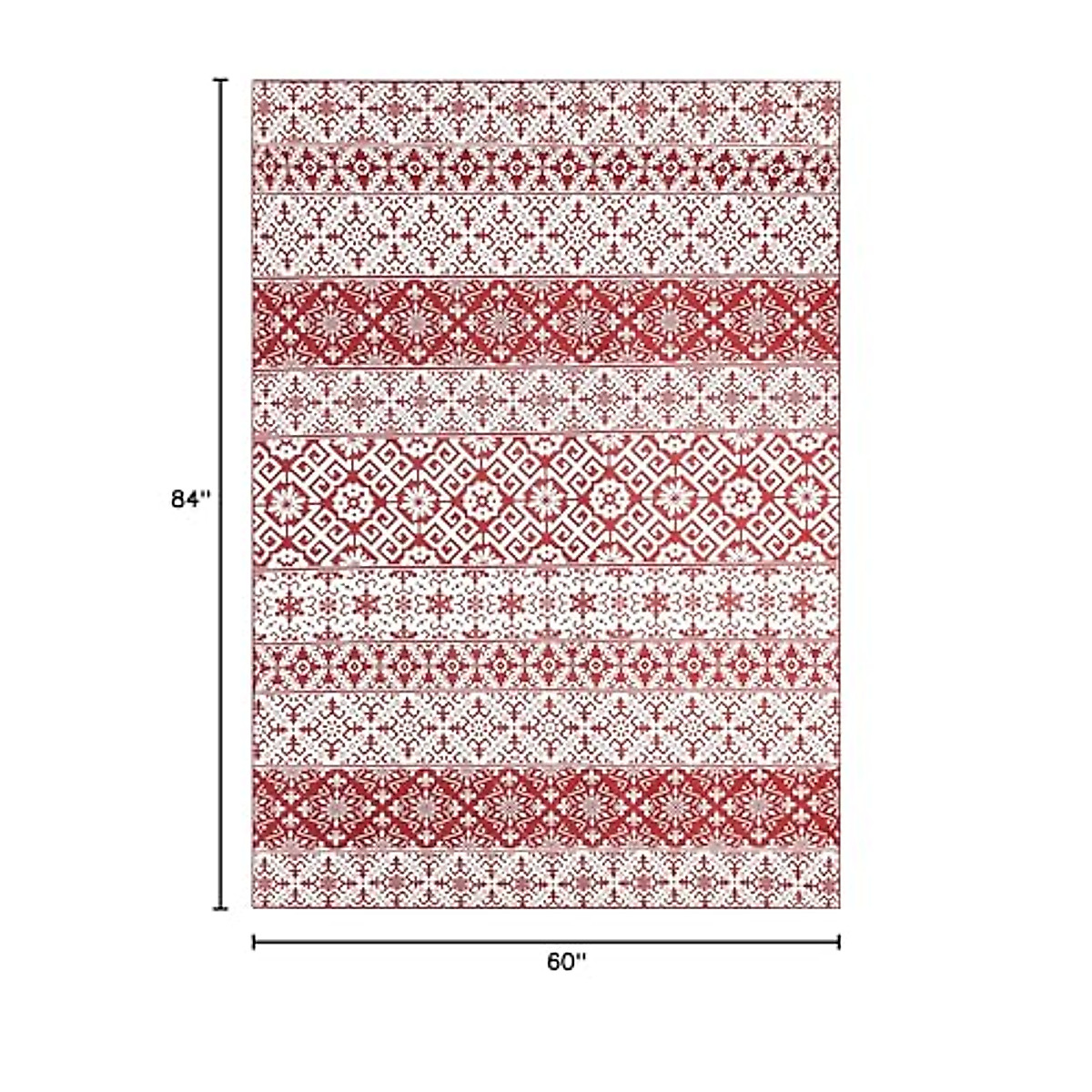 WondRg Christmas Area Rug 5x7 Red Snowflake Holiday Decorative Living Room Bedroom Throw Rug Washable Non Slip Soft Low Pile Carpet for Kitchen Entryway Dining Room Bathroom Home Decor