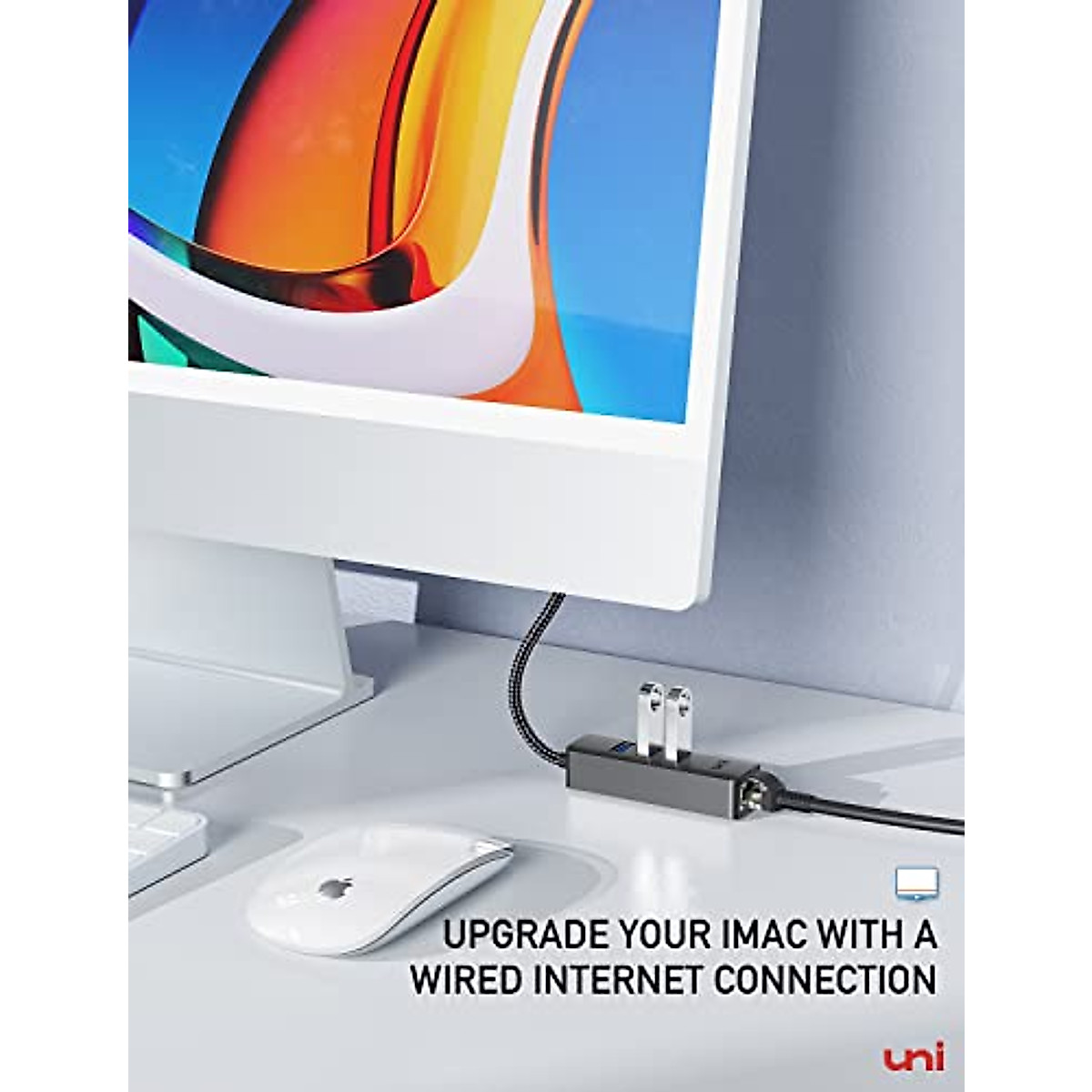 USB C to Ethernet Adapter, uni USB-C Hub with RJ45 Gigabit, [Thunderbolt 3/4 Compatible] USB 3.0 Multiport Hub for MacBook Pro/Air, iMac, iPad Pro, Surface Pro 7, Chromebook, XPS 17/15/13, and More