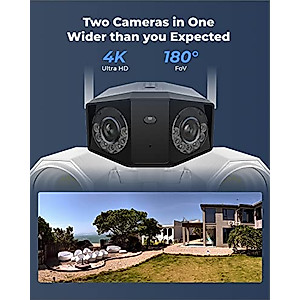 REOLINK Floodlight Camera, 4K Dual-Lens Wired WiFi Outdoor Security Camera 180° FOV, Smart Human/Vehicle/Pet Detection Siren Alarm, Color Night Vision, 2.4G/5GHz Dual-Band WiFi, Duo Floodlight WiFi