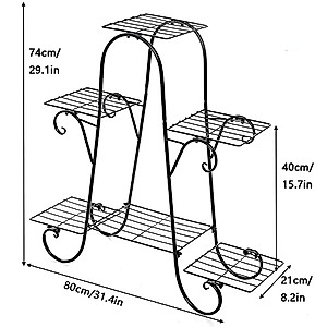 Nisorpa 6 Tier Plant Stands for Indoor and Outdoor, Metal Plant Stand Shelf, Flower Pot Holder Shelf for Multi Plants, Multilayer Potted Planters Display Rack L31.5 x H29.13 x W8.27in