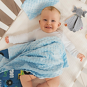 Custom Name Blanket - Personalized Flannel Bed Blanket with Double Layer Dotted Backing - Car Monster Truck Tractor Excavator Train with Multi-Fonts Name Design for Baby Kids Boys Girls Gifts Color08