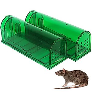 Large Humane Mouse Traps Reusable Rat Traps for Indoor/Outdoor - Safe for Kids/Pets and NO Kill for Small Rodent, Voles, Hamsters, Moles That Works Catch and Release - 2 Pack