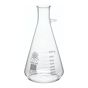 United Scientific™ FG5340-5000 Laboratory Grade Borosilicate Glass Heavy Wall Filtering Flask, Bolt Neck with Tubulation, 5000mL (5L) Capacity