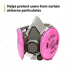 3M Half Facepiece Reusable Respirator Assembly Kit 6191, P100, Lightweight, Comfortable, Easy to Adjust, Includes 2091 Particulate Filter, Welding, Soldering, Asbestos