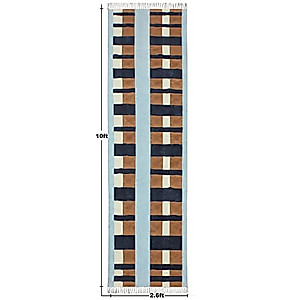 Casavani Hand Block Printed Cotton Dhurrie Geometric Black & Multicolor Area Dhurrie Best Uses For Home/Office 4x6 Feet Rugs for Bedroom,Living Room,Kids Room,Bathroom,Kitchen,Porch 6x12 Feet Runner