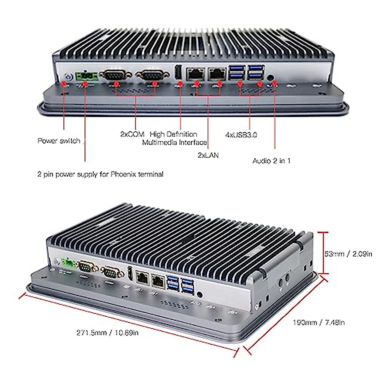 Rugged Touchscreen Tablet, Industrial Tablet PC Single Point Control 100‑240V for Electronic Education (US Plug)