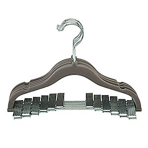 Simplify Children’s 6 Pack Slim Huggable Velvet Kids Hangers with Metal Clips, Good Nursery Closet, Baby Dresses, Outfits, Pants, Bodysuits & Jackets, Grey (3227-GREY)