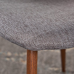 Christopher Knight Home Raina Mid-Century Modern Fabric Dining Chairs with Wood Finished Metal Legs, 2-Pcs Set, Light Grey / Dark Brown