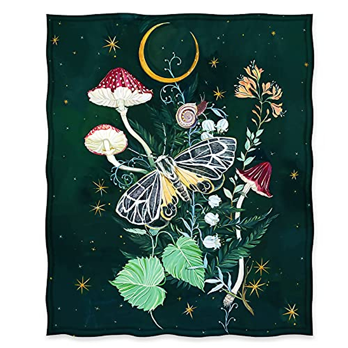 Jekeno Mushroom Blanket Butterfly Art Print Throw Blanket Cozy Smooth Soft for Sofa Chair Bed Office 50"x60"