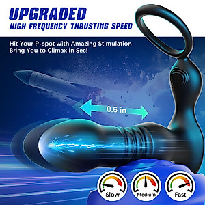 BEISAR Prostate Massager Anal Vibrator Thrusting Vibrating 7 Modes with Cock Ring Anal Plug Anal Sex Toys P Spot Massager Male Sex Toys for Men Anal Beads Women and Couples Waterproof Remote Control