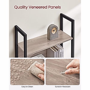 VASAGLE 5-Tier Bookshelf, Book Shelf, Industrial Bookcase, with Steel Frame, for Living Room, Home Office, Bedroom, 9.4 x 24.4 x 65 Inches, Greige and Black ULLS025B02