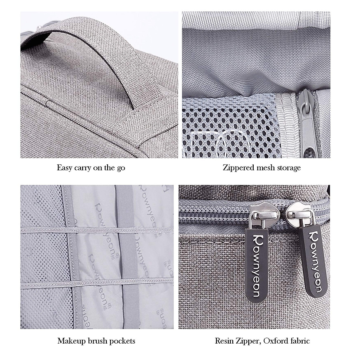 Rownyeon Makeup Train Cases Travel Makeup Bag Waterproof Portable Cosmetic Cases Organizer with Adjustable Dividers for Cosmetics Makeup Brushes Toiletry Jewelry Digital Accessories (Grey Small)