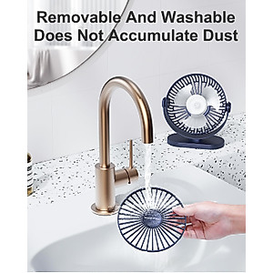 SWEETFULL USB Desk Fan Small Quiet - 3 Speeds Mini Personal Portable Fan 360° Rotation Adjustable, 5 Inch Office Table Cooling Gadgets on Desktop (Blue)