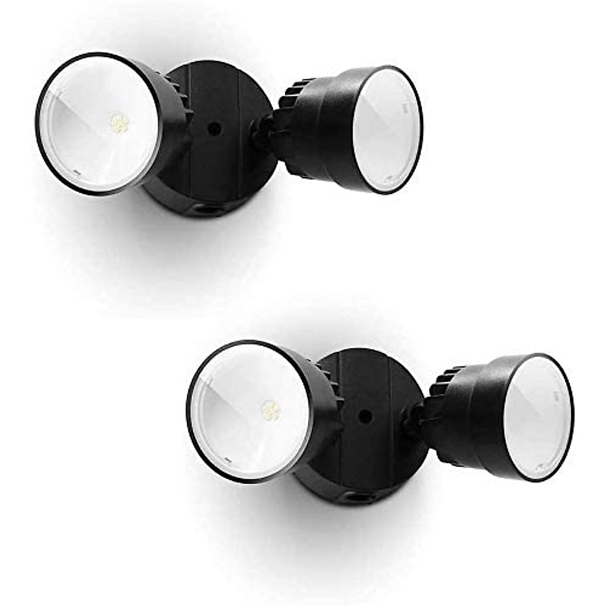 LUTEC 2 Packs P6221B 1130 Lumen 15 Watt 28 LED Dual-Head Flood Light Outdoor, Waterproof Exterior Security Wall Light for Patio, Garden,Yard-Black