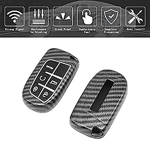 TANGSEN Smart Key Fob Case Cover Compatible with Chrysler 200 300 Dodge Challenger Charger Dart for Jeep Cherokee Compass Grand Cherokee SRT Hellcat Silicone Rubber Luminous Black