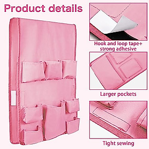 Extended Mini Fridge Caddy Organizer- 55" x 16.5" Dorm and Office Over the Fridge Caddy Organizer with 11Pockets for Flatware Drink Paper Goods- Over the Fridge Storage Organizer for Dorm Office, Pink