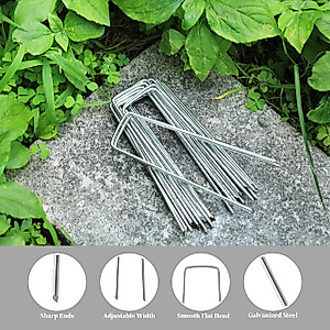 6 Inch Landscape Staples, Galvanized Garden Stakes, U-Shaped Weed Barrier Stakes, Garden Staples for Weed Barrier Stakes, Landscape Fabric Stakes, Soaker Hose Stakes (20 Pack)