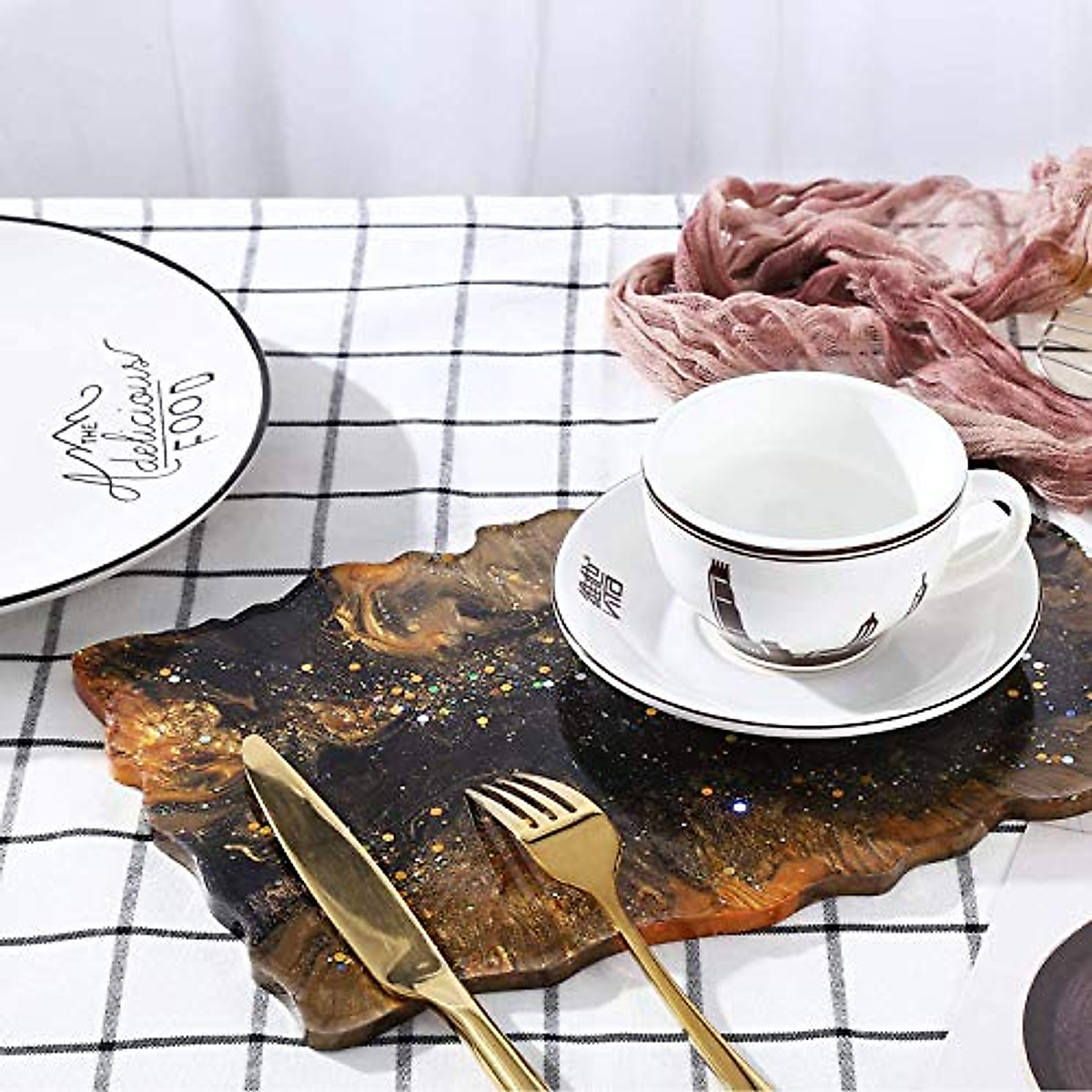 Rainmae Silicone Resin Tray Molds, Premium Geode Agate Platter Molds with 2pcs Geode Agate Tray Molds(8.3x13.9in & 6.9x12.4in), Epoxy Resin Casting Molds for Making Faux Agate Tray, Serving Board