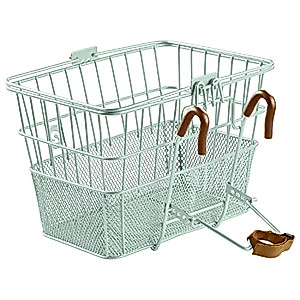 Retrospec Apollo Detachable Front Bike Basket Steel Half-Mesh with Integrated Detachable Hooks and Built-in Handle, Easy Assembly and Portability for Bicycles