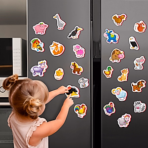Little World Large Set of 25 Foam Fridge Magnets for Toddlers 1-3 - Refrigerator Magnets for Kids – Baby Magnets for Refrigerator 1 Year Old - Farm Magnetic Animals - Animal Magnets for Toddlers 1-3