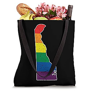 Gay Pride Flag - Delaware State Map - Rainbow Stripes Tote Bag