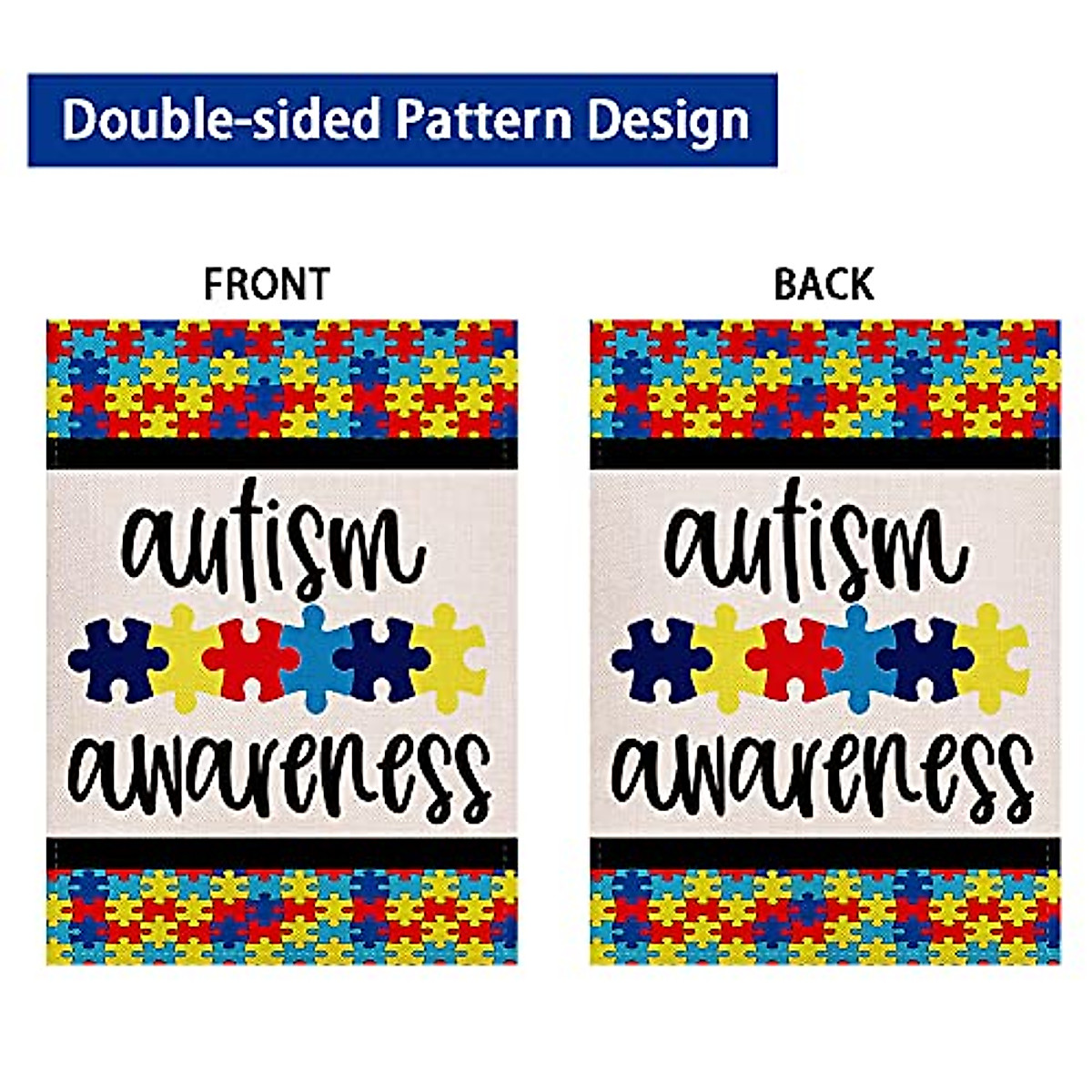 Autism Awareness Garden Flag 12.5 x 18 Inch Vertical Double Sized Puzzle Piece Inspirational Support Yard Outdoor Decoration Flag